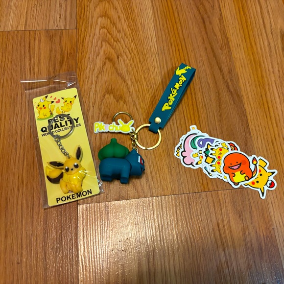 Pokemon | Toys | 2 Pokemon Key Chains And Stickers | Poshmark